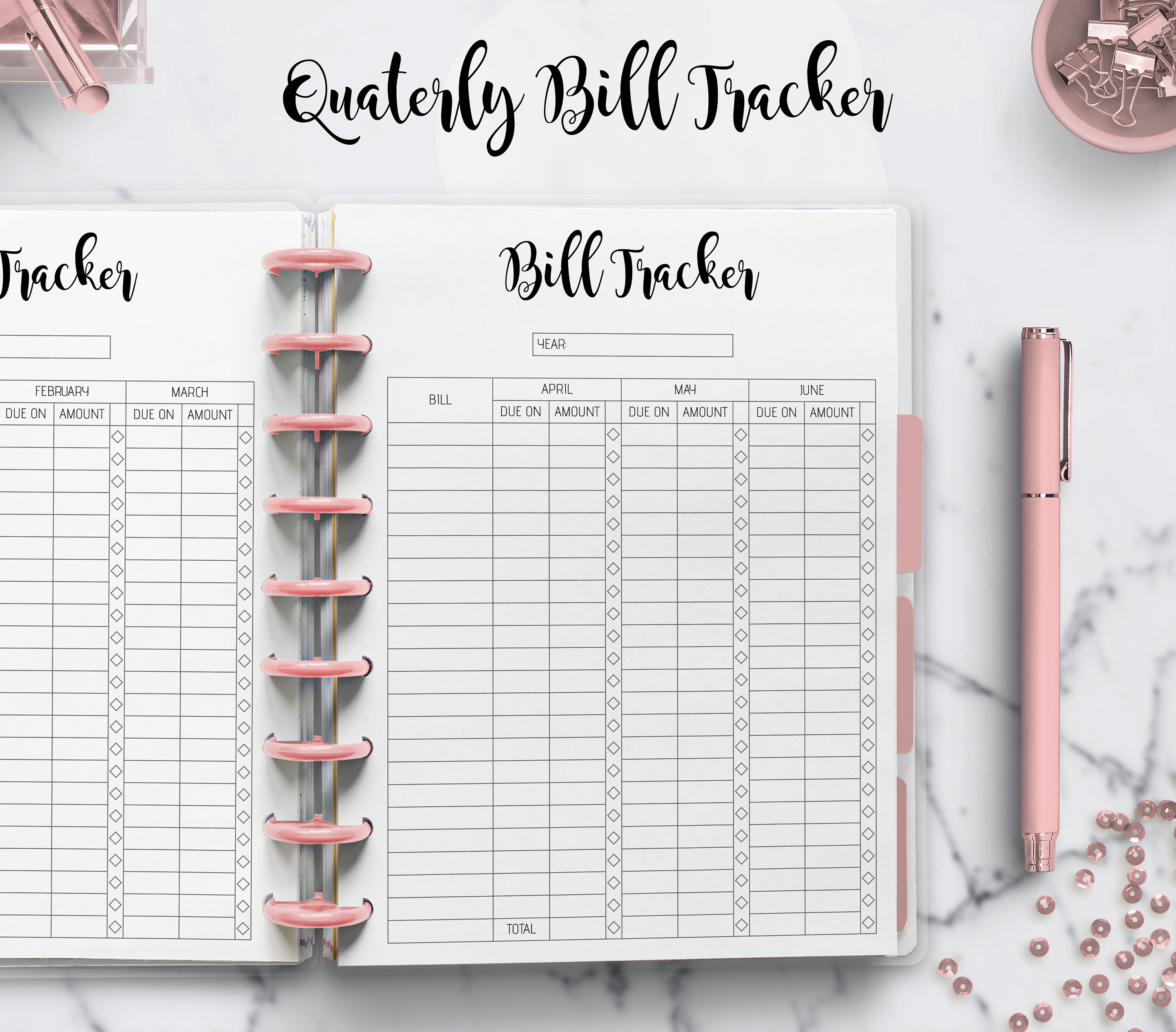 Bill Tracker Payment Organizer Yearly Monthly Bill Planner | Etsy