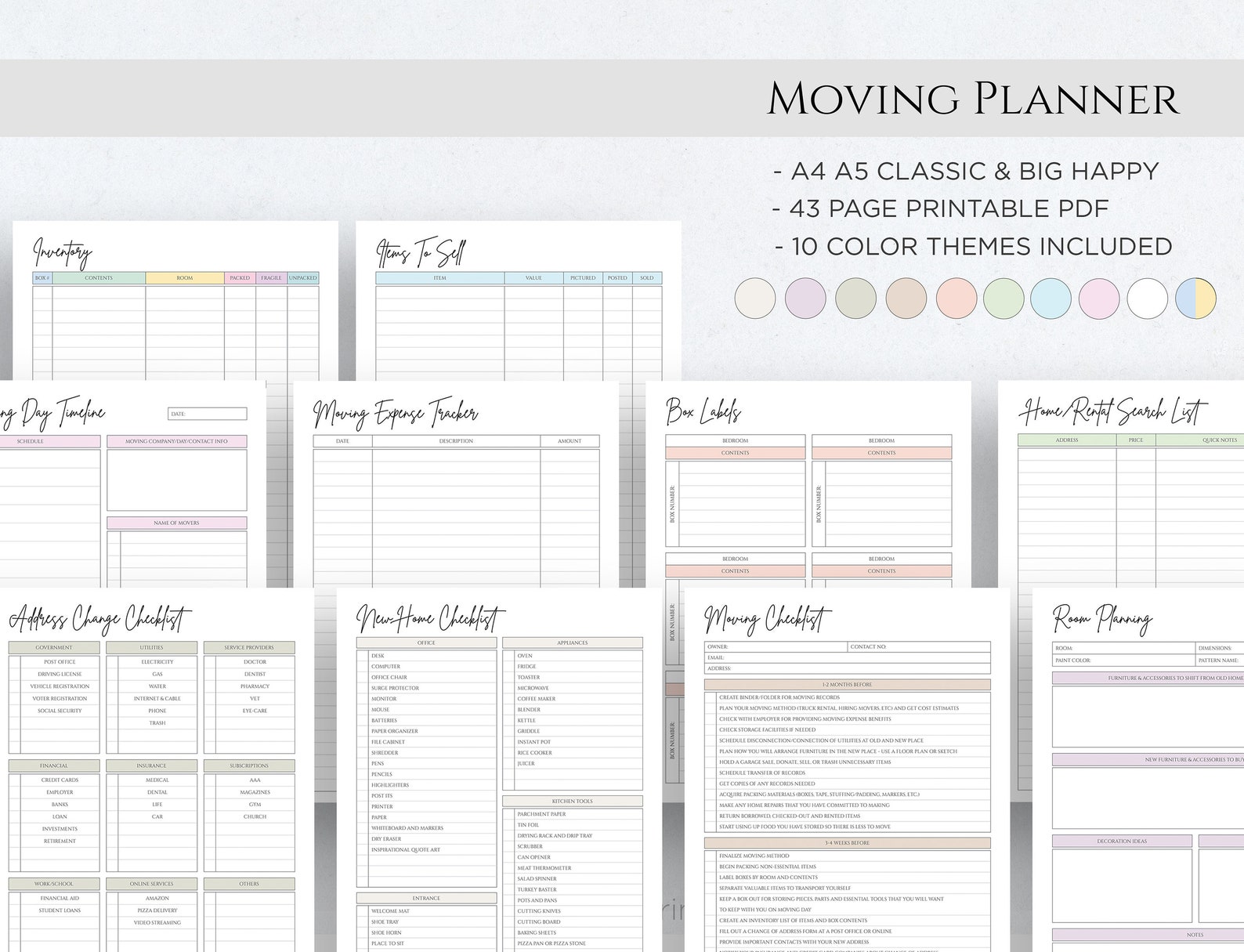 Printable Moving Planner Moving Checklist New Home Essential - Etsy