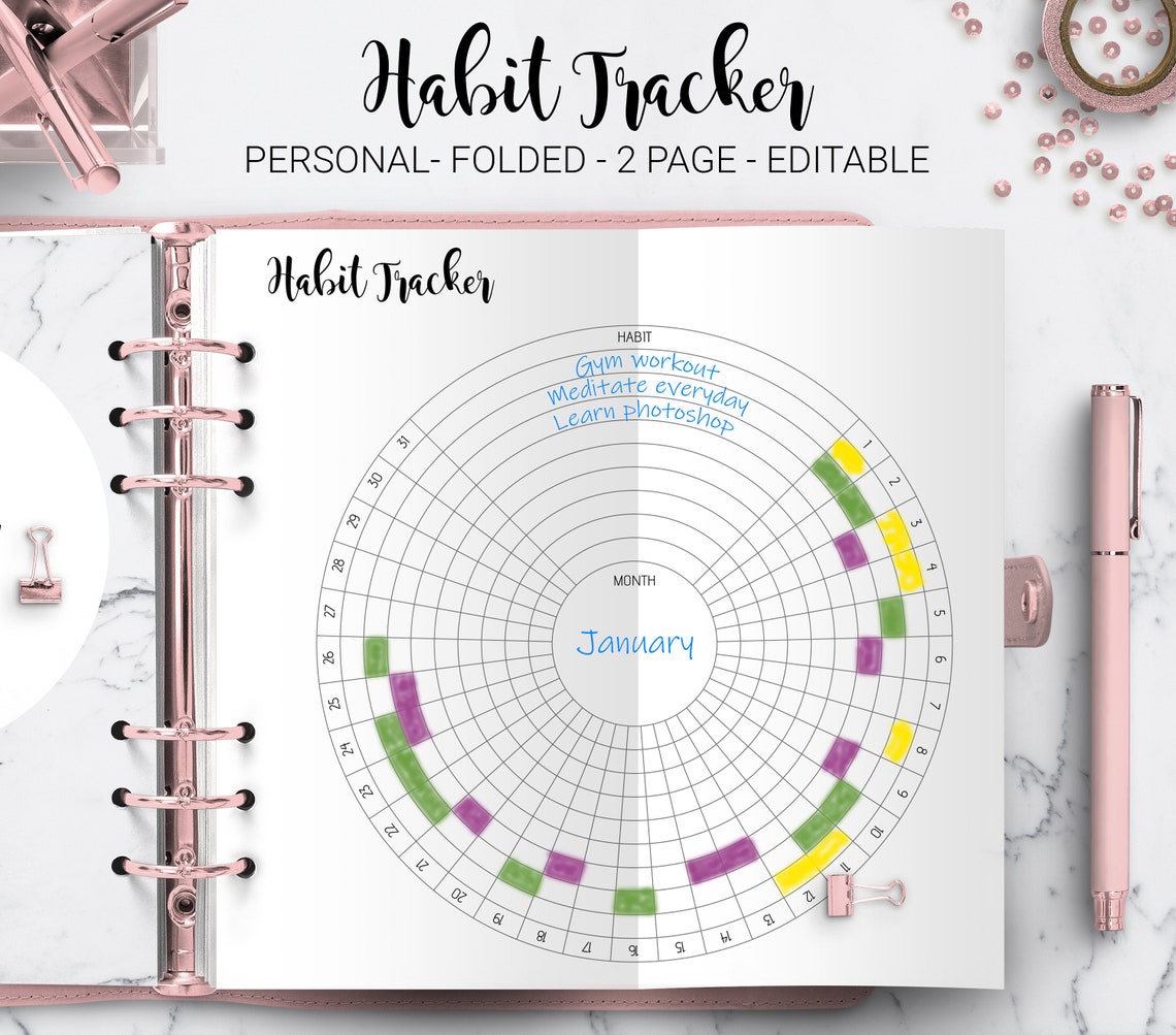Habit Tracker Circular Habit Tracker Monthly Yearly Habit | Etsy