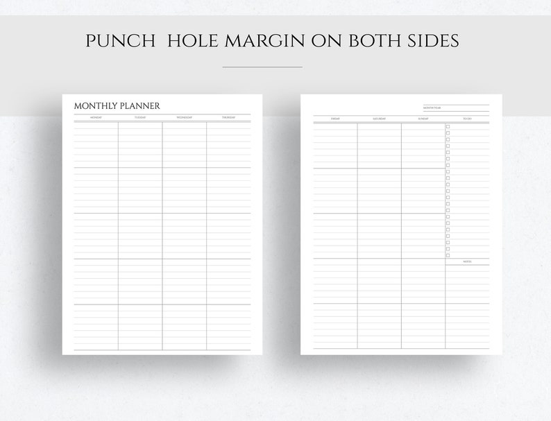 Editable Monthly Planner, Minimalist Month on 2 Pages (fillable PDF ...