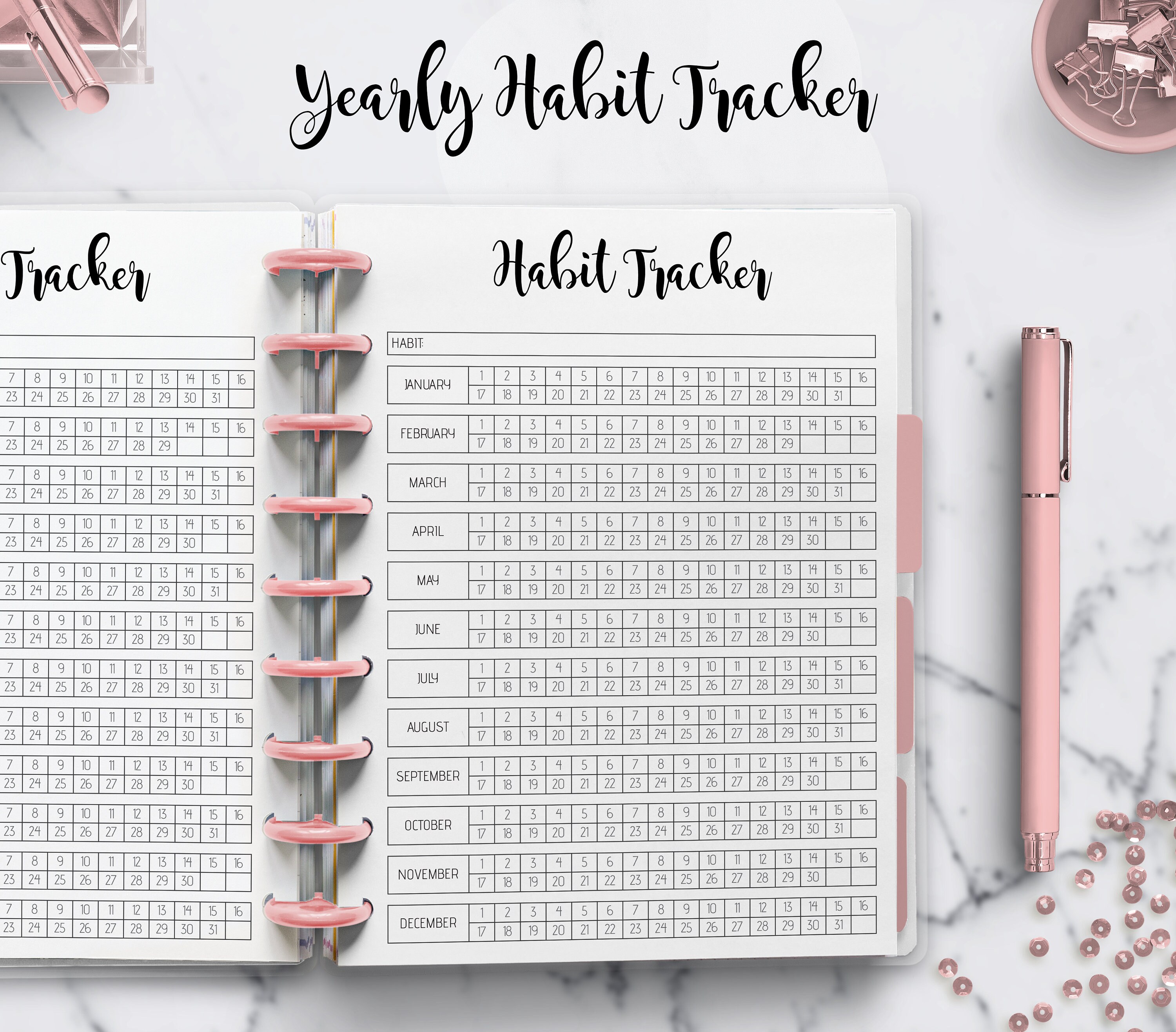 Circular Habit Tracker: Monthly, Yearly Chart (PDF Printable) - Etsy