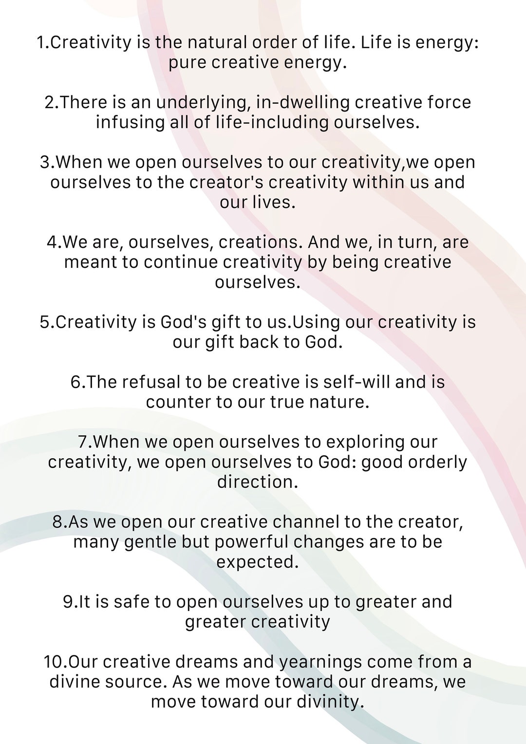 The Artist Way Basic Principles Printable Manifestation|creative ...