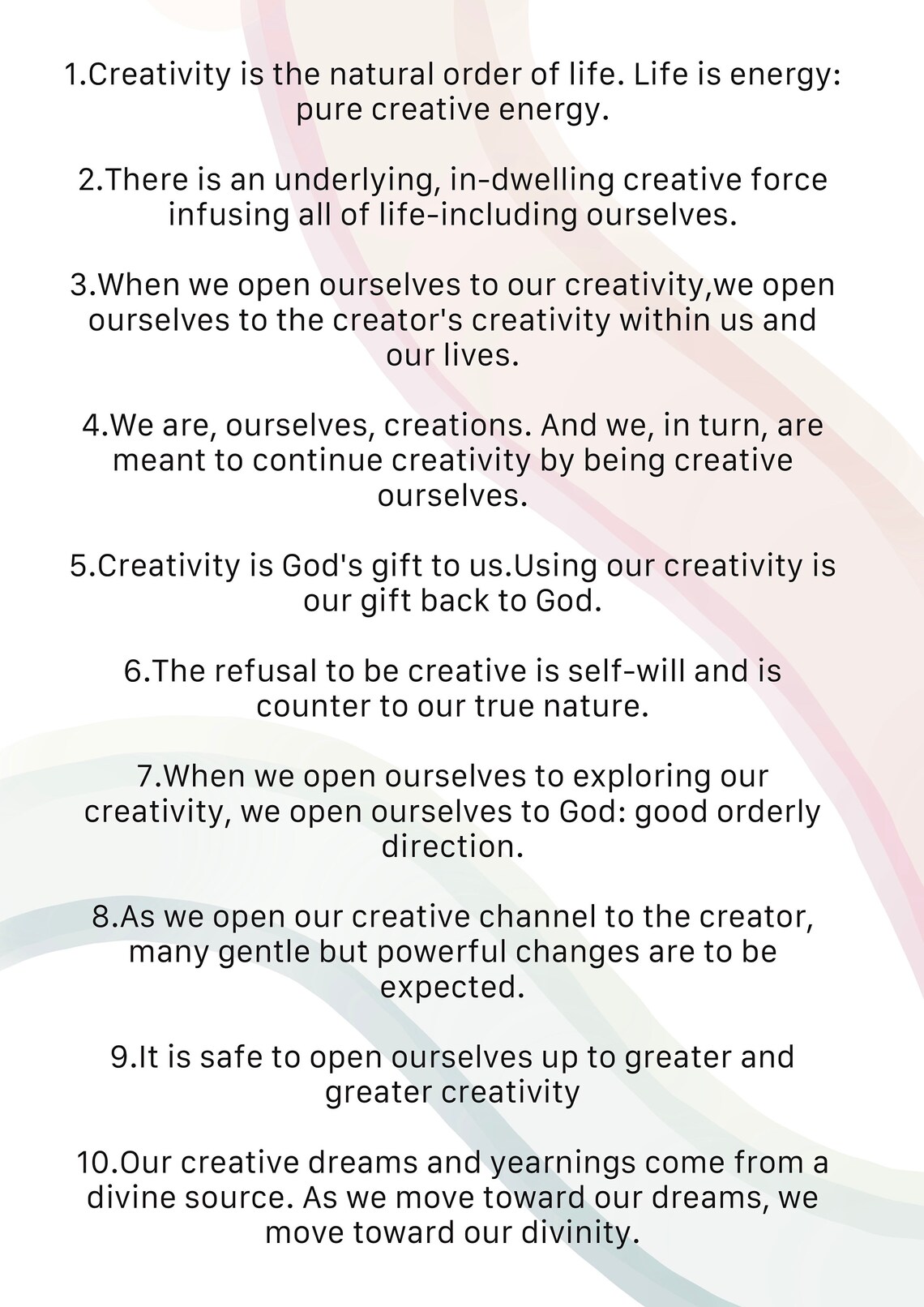 The Artist Way Basic Principles Printable Manifestation|creative ...