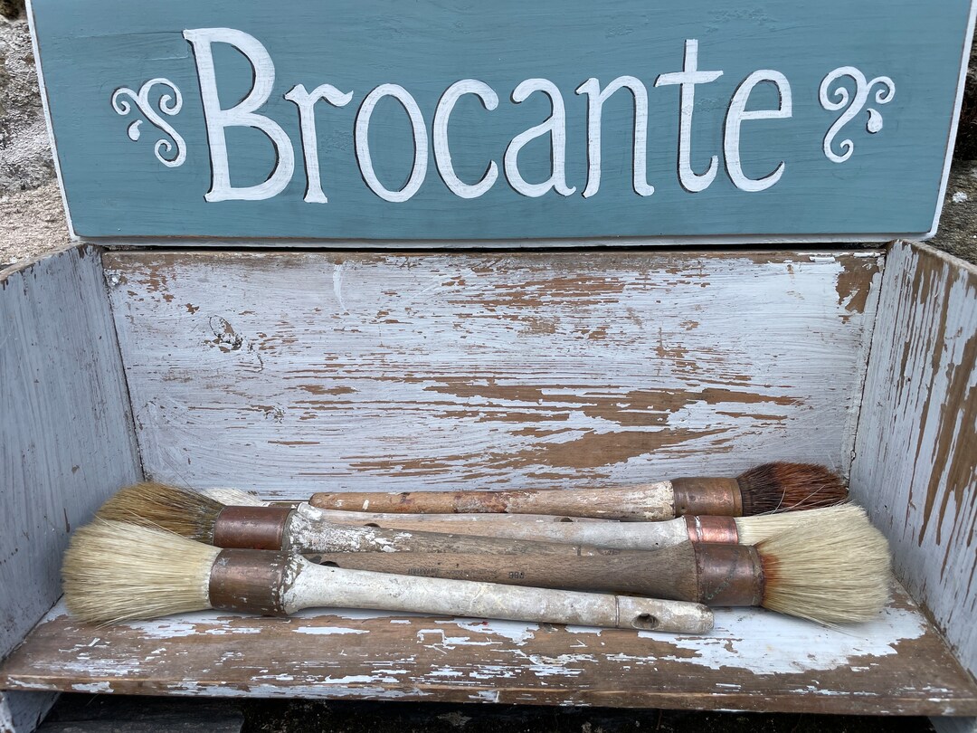 Six Vintage French Wooden Paint Brushes With Copper Collars - Etsy