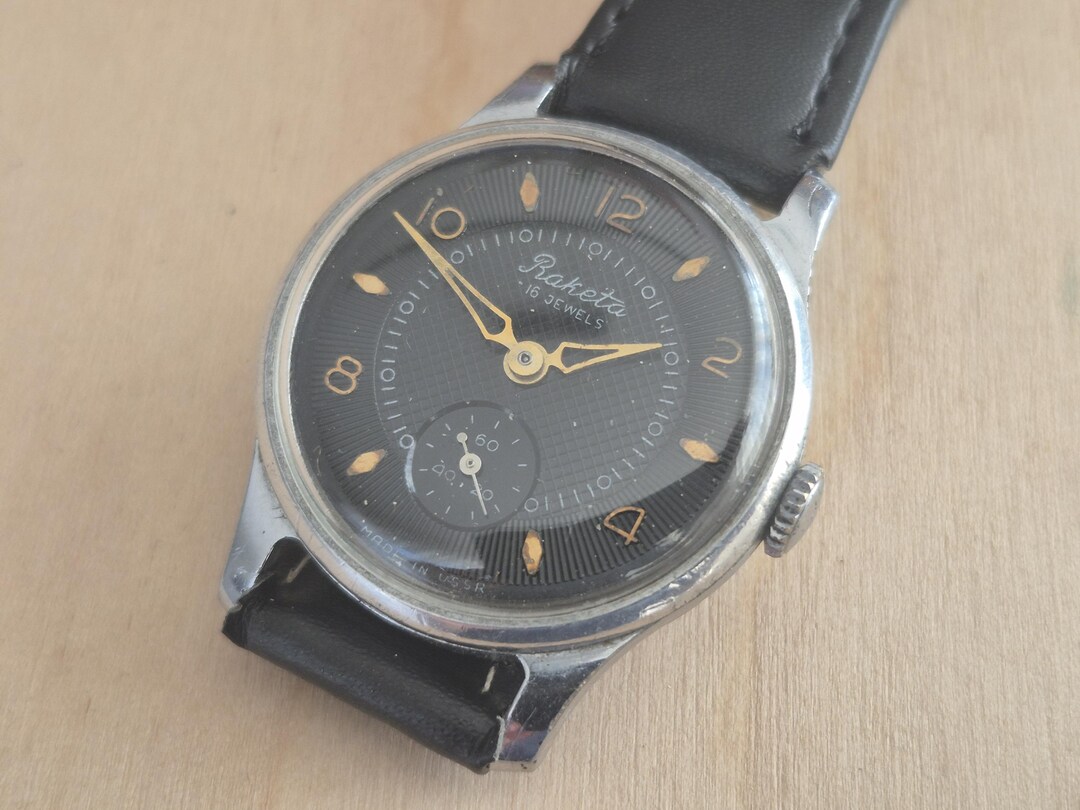 RAKETA - Classic Vintage 1950s CCCP Watch, Rare Black Dial - Etsy