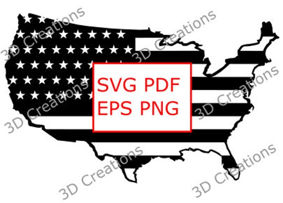 USA Flag Map Wall Art Vector File Svg Eps Pdf Png for Laser | Etsy