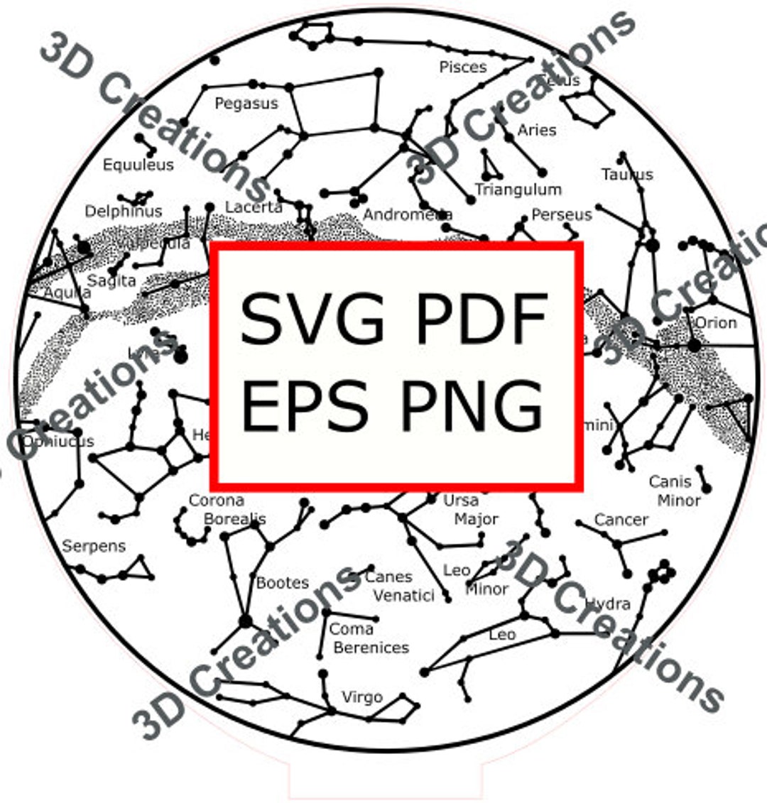 Star Map Constellations Night Sky Vector File Svg Eps Pdf Png for Laser ...