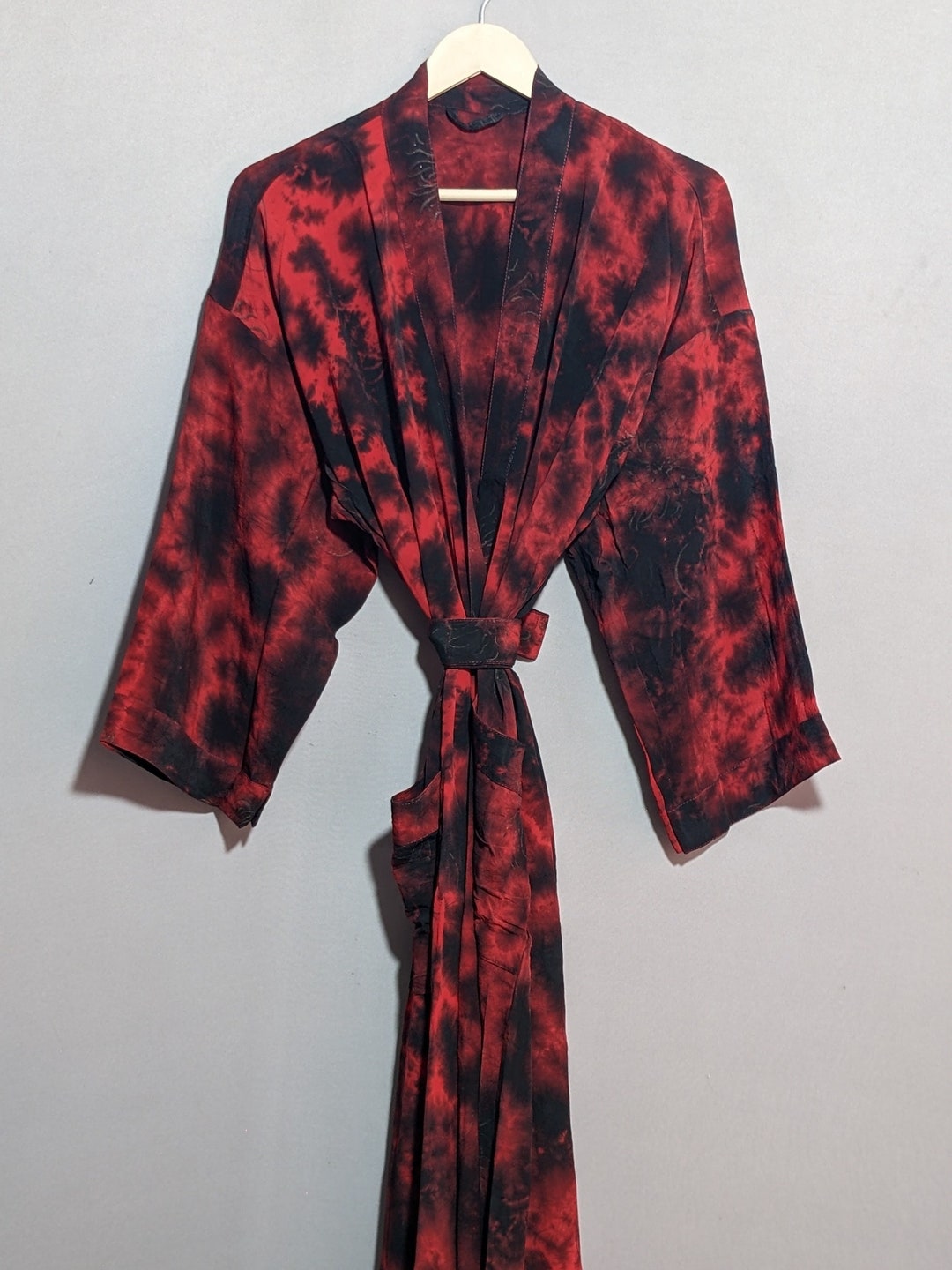Women Silk Robe, Lightweight Robe, Hand Dyed Kimono, Tie Dye Silk Robe ...