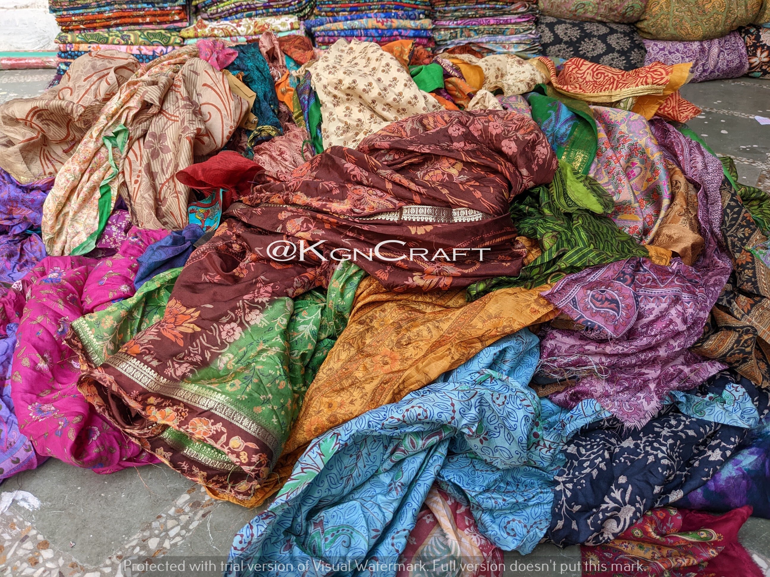 Recycled Silk Sari Fabric Scraps: Jewel Tone Remnants for Embellishment ...