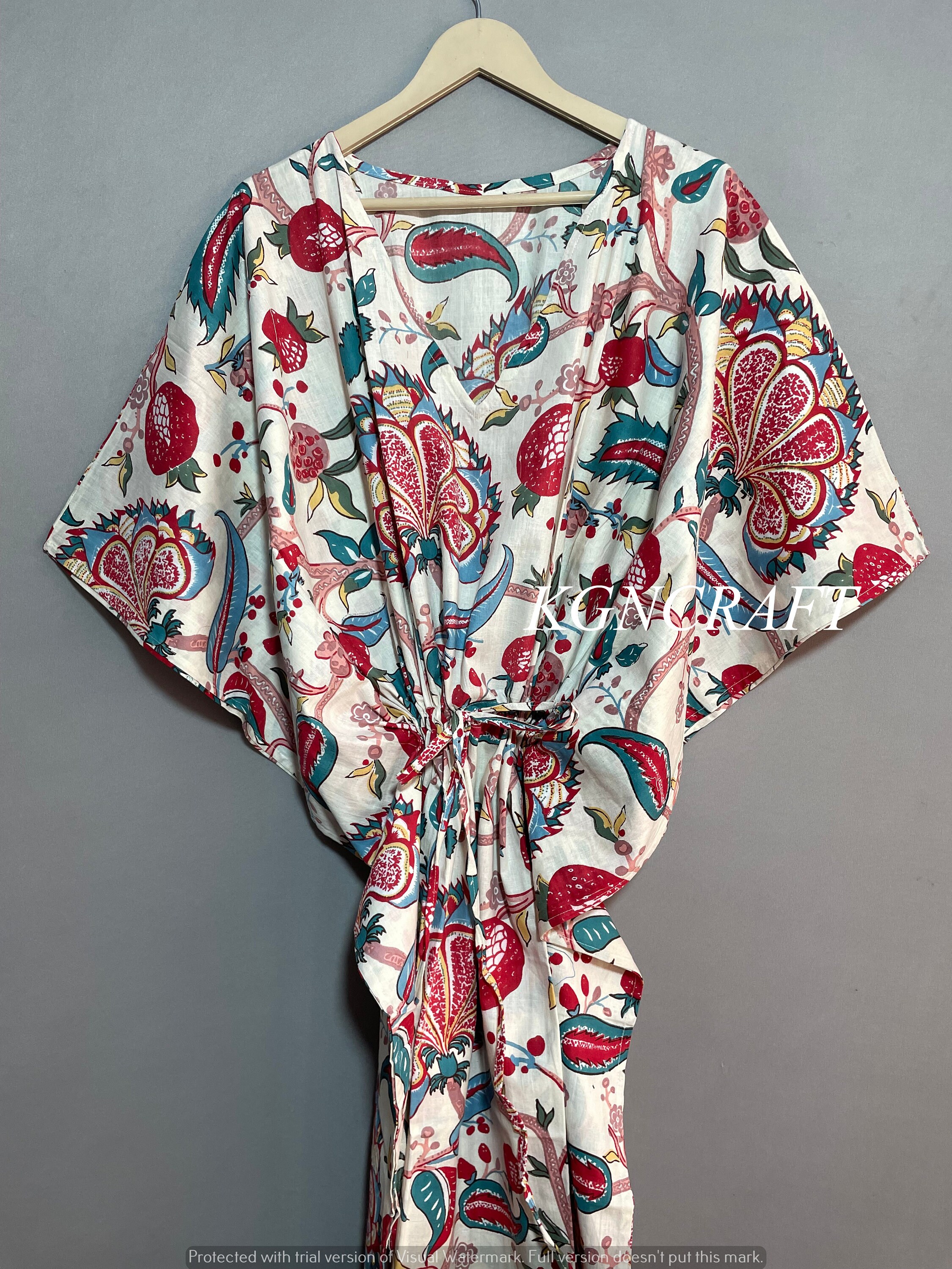 Indian Cotton Kaftan, Cotton Kaftan, Free Size Kaftan, Long Cotton ...