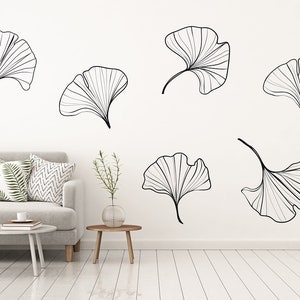 Ginkgo Leaves Wall Decal, Pack of 6, Japanese Leaves, Nature Stickers ...