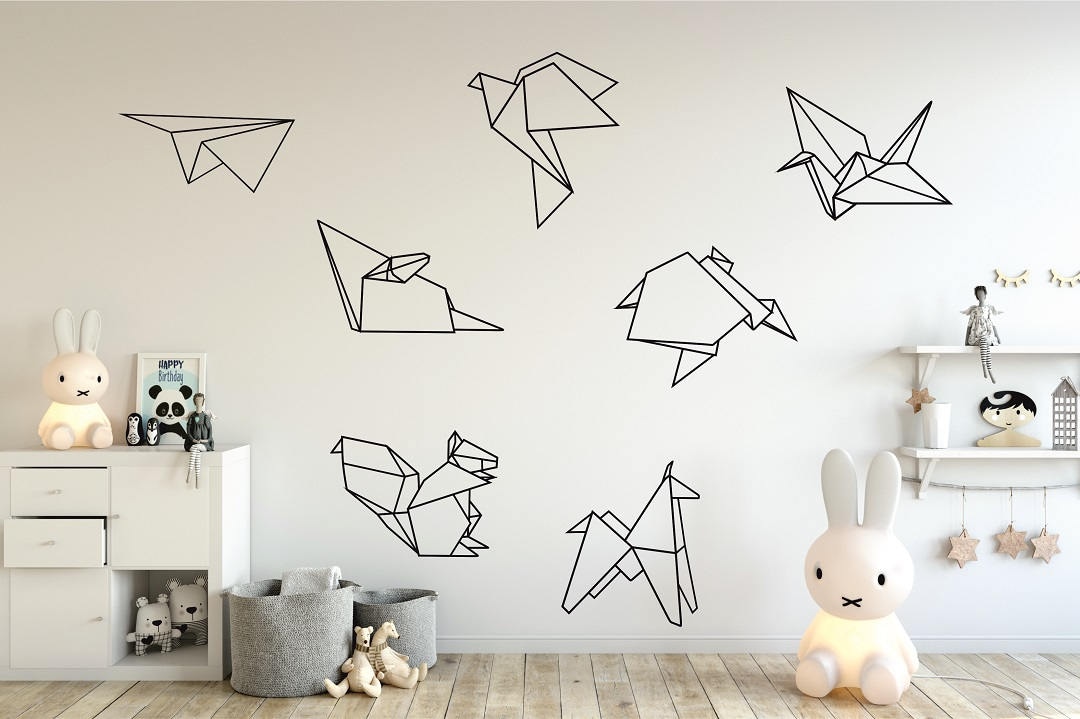 Origami Animal Wall Decals, Kids Wall Decal, Geometric Stickers ...