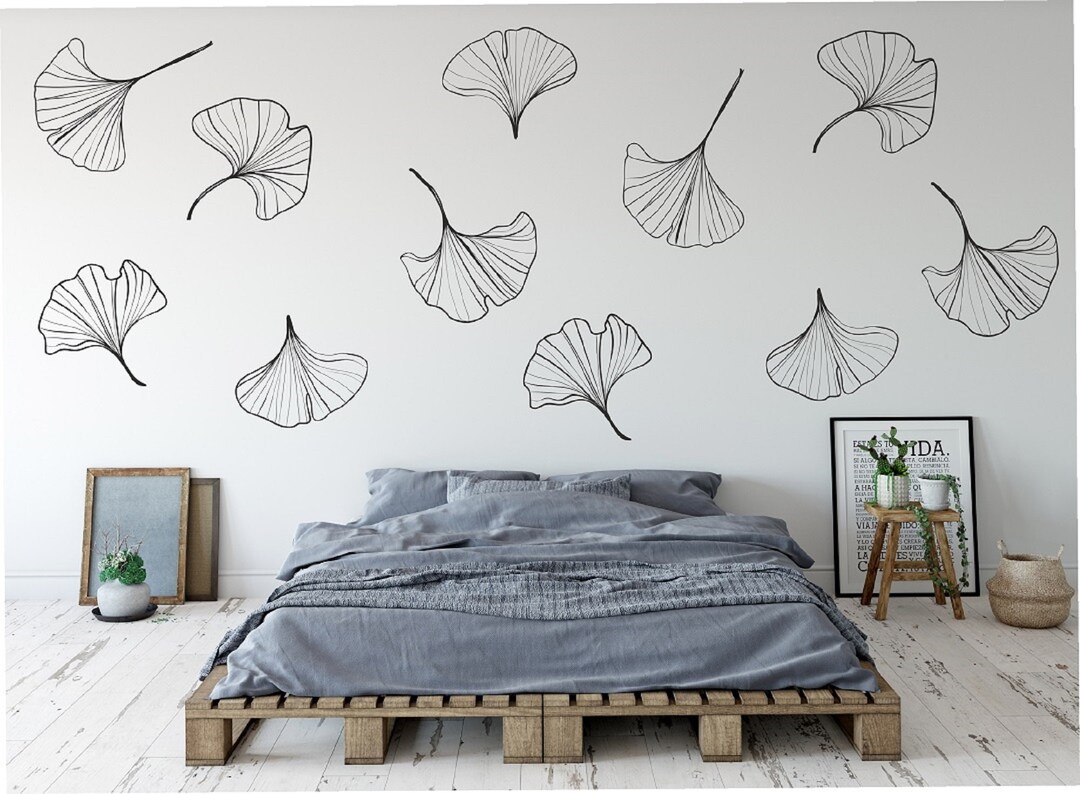 Ginkgo Leaves Wall Decal, Pack of 6, Japanese Leaves, Nature Stickers ...