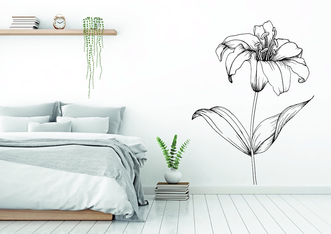 Lilly Wall Decal pretty Flowers , Vinyl Wall Decal, Living Room ...