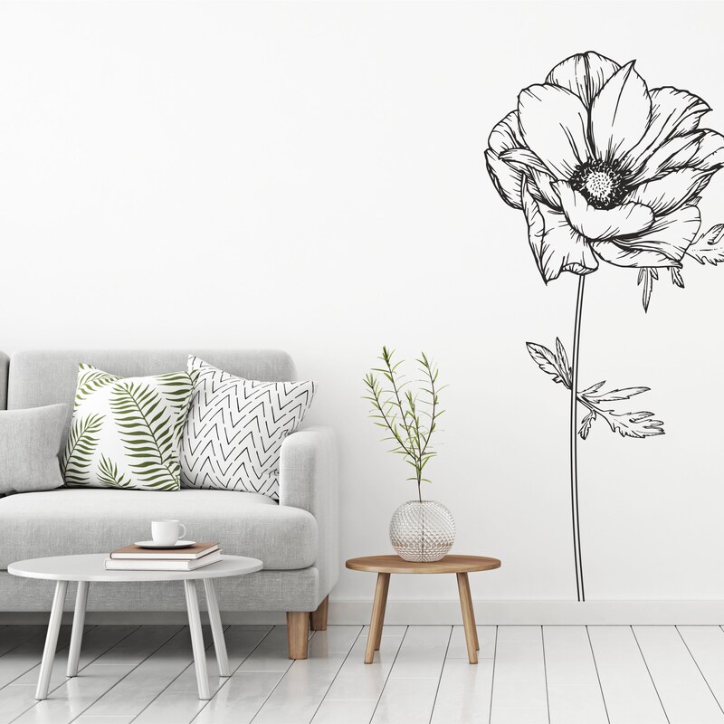 Poppy Flower Wall Decal - Etsy