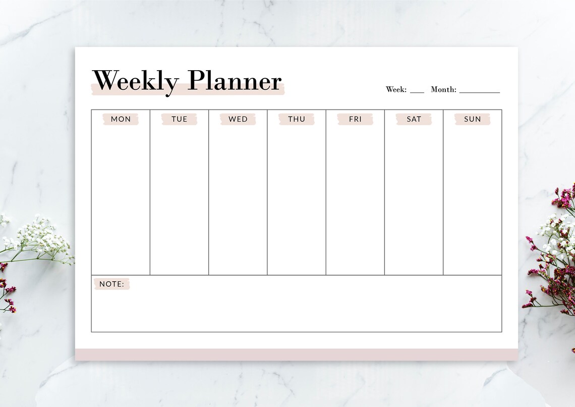 Printable Clean & Chic Weekly Planner 01, A4 Weekly Planner instant ...