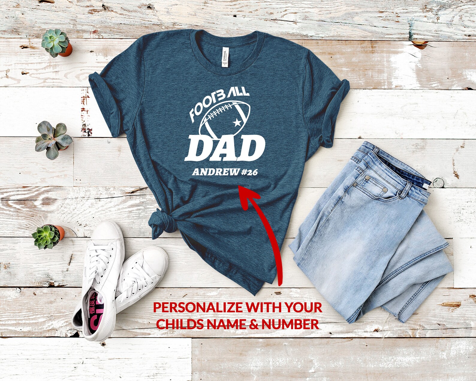 Personalized Football DAD - Unisex Tee | Personalized Football Shirt ...