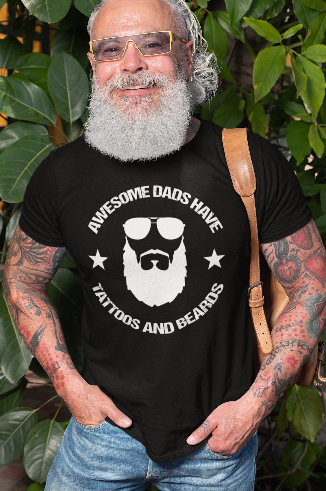 Awesome Dads Have Tattoos and Beards - Unisex Tee | Dads With Beards ...