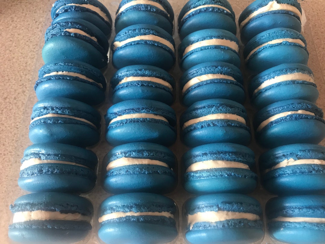 24 Homemade Dark Blue Macarons,christmas Treats,wedding Favours,gift ...