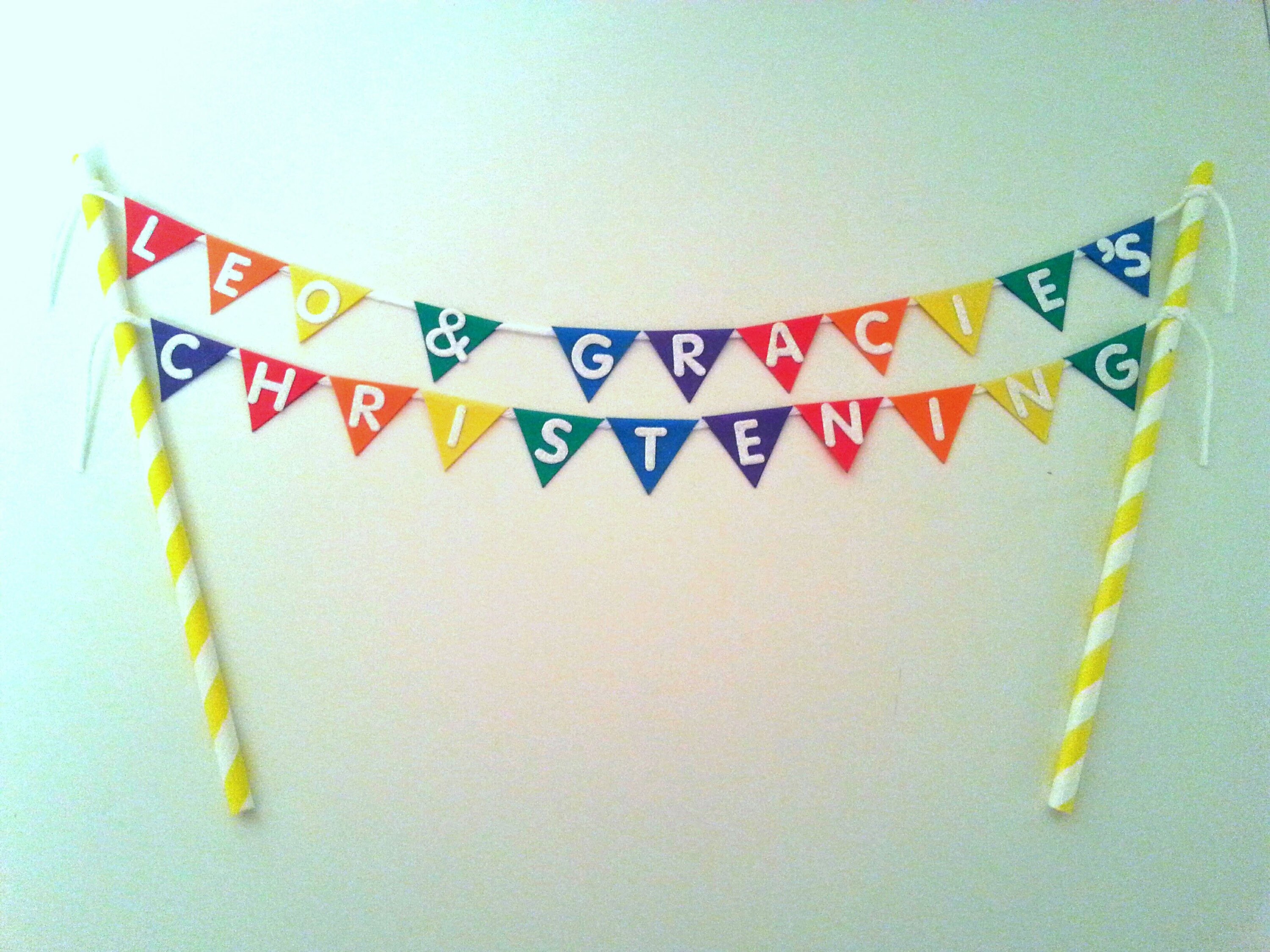 Rainbow Cake Bunting Cake Topper Personalised - Etsy