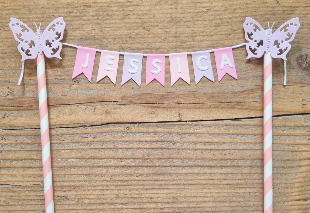 Butterfly Pink and Purple Cake Topper Cake Bunting Can Be - Etsy