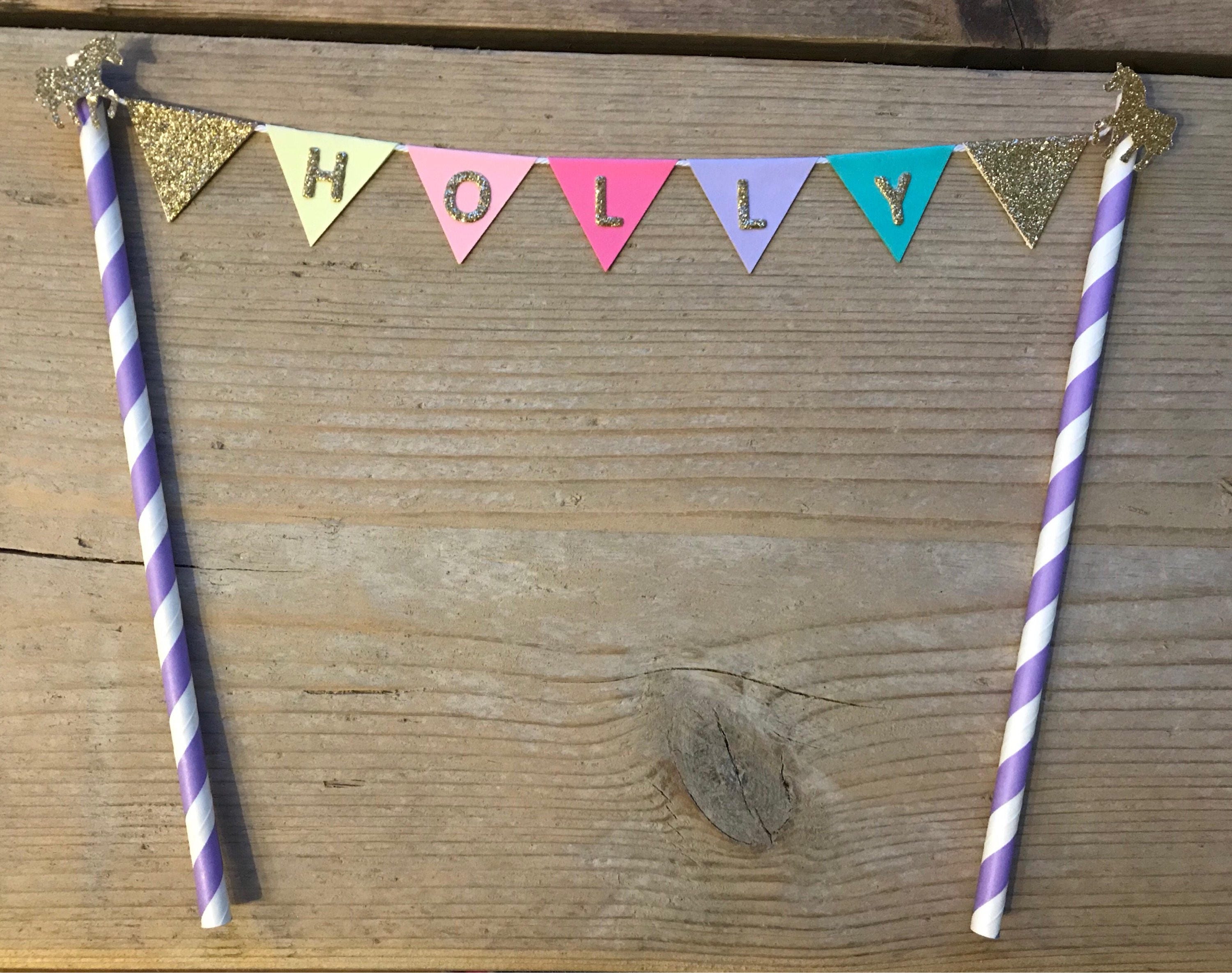 Unicorn Cake Bunting Cake Topper Personalised - Etsy