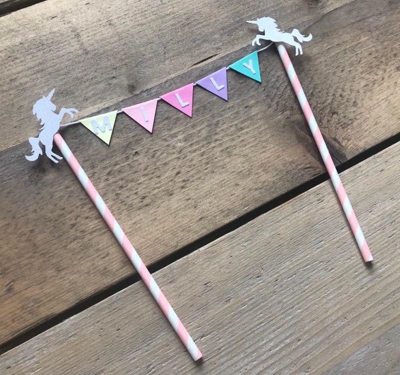Unicorn Cake Bunting Cake Topper Personalised - Etsy