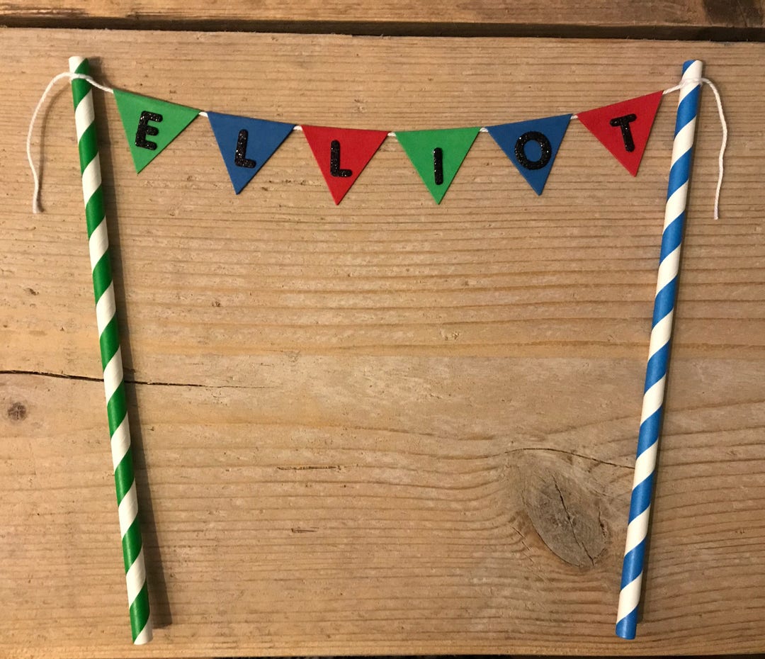 Red, Green & Blue Cake Topper Cake Bunting Personalised - Etsy