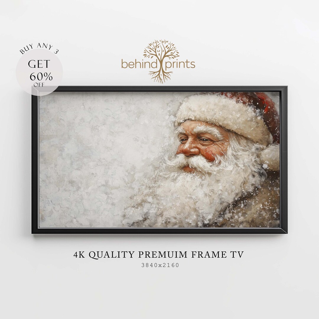 Vintage Santa Side Profile Oil Painting Downloadable Frame TV Art - Etsy