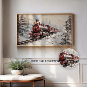 Vintage Train Winter Landscape Art for Samsung Frame TV (digital ...