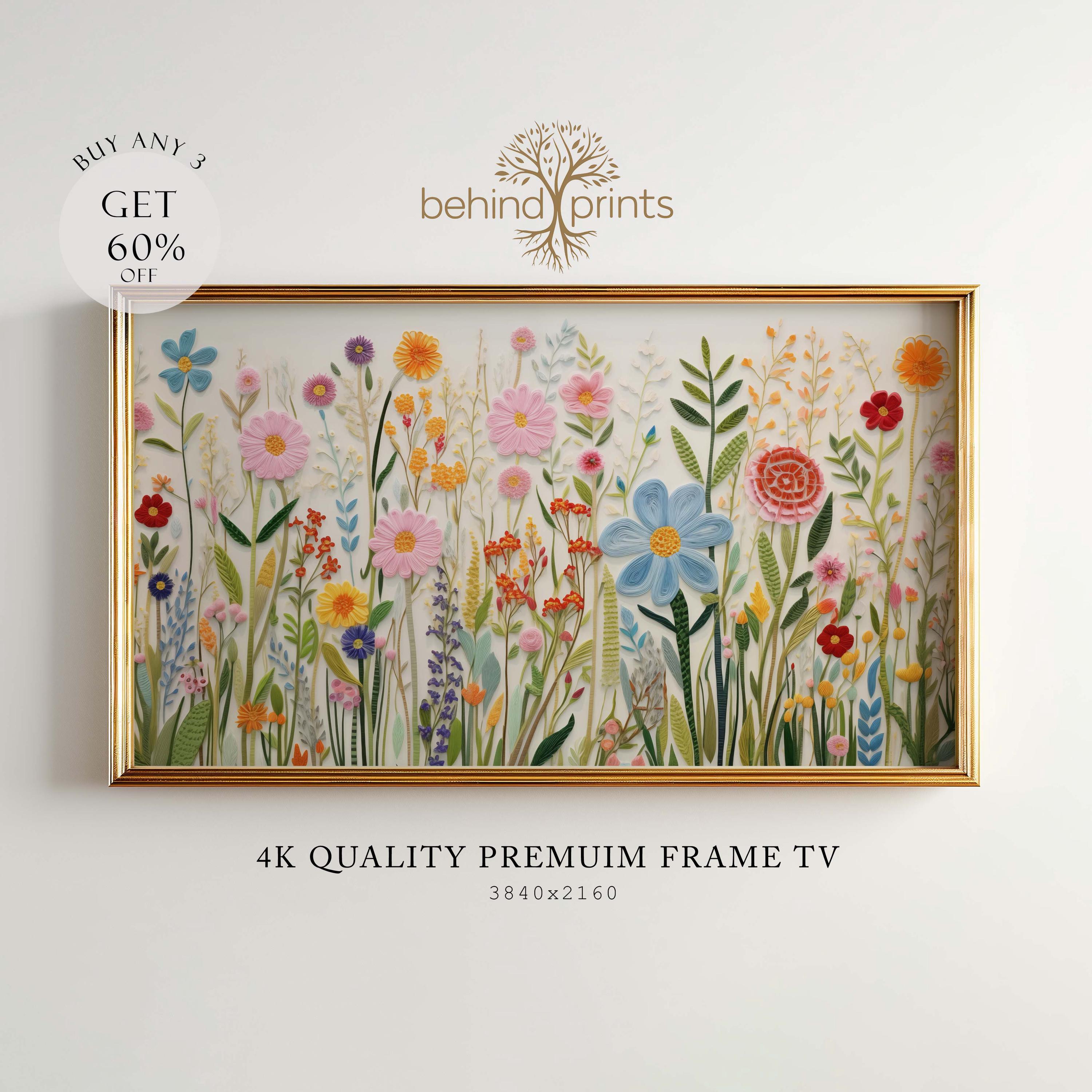 Colorful Floral TV Frame Art Downloadable, Samsung TV Frame Art, Nature ...