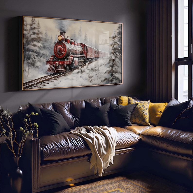 Vintage Train Winter Landscape Art for Samsung Frame TV (digital ...