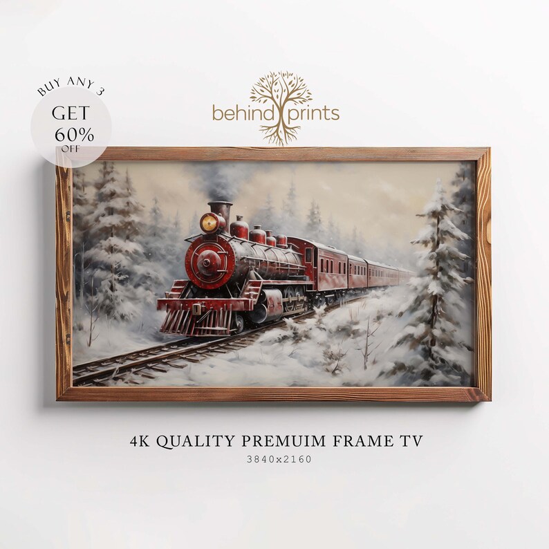 Vintage Train Winter Landscape Art for Samsung Frame TV (digital ...