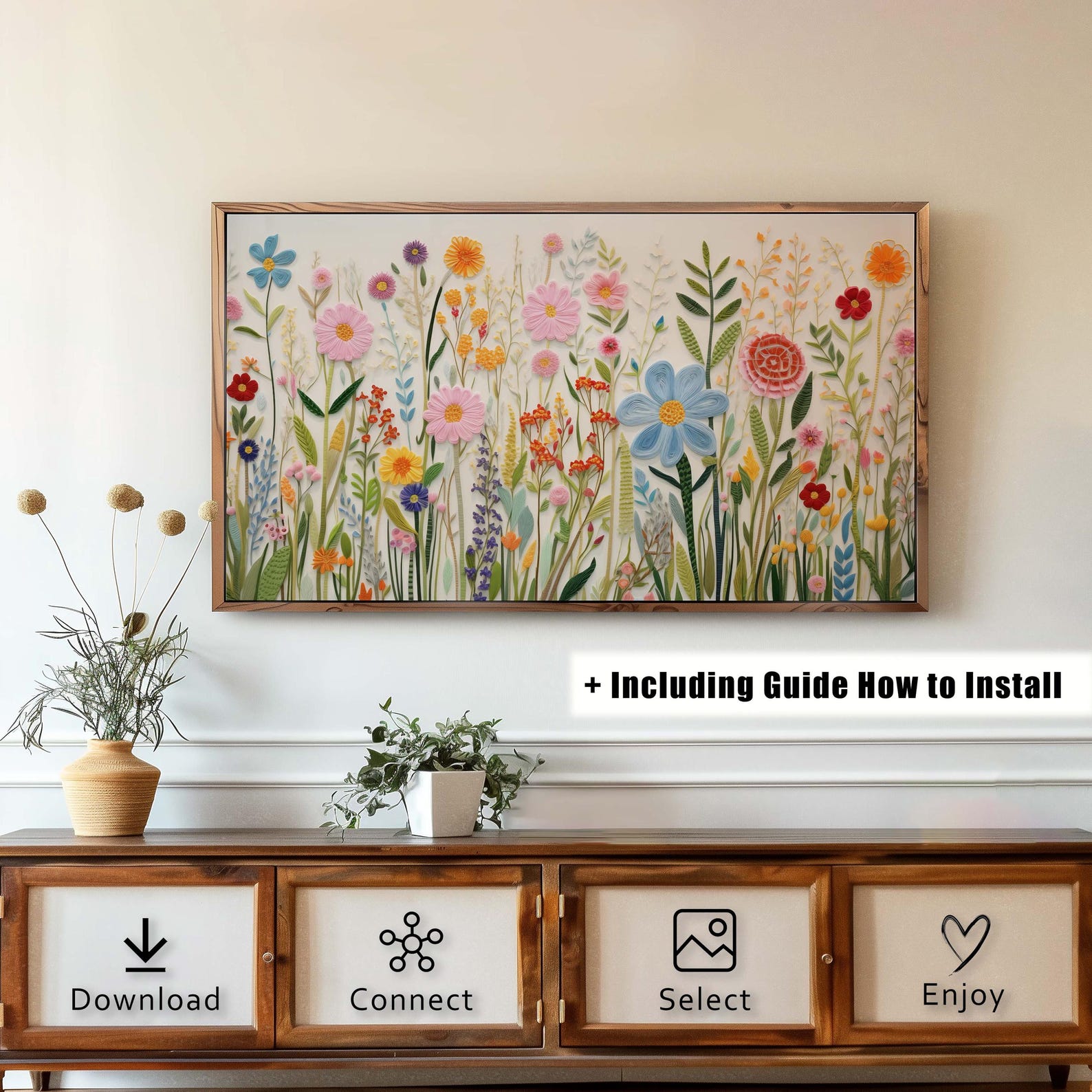 Colorful Floral TV Frame Art Downloadable, Samsung TV Frame Art, Nature ...
