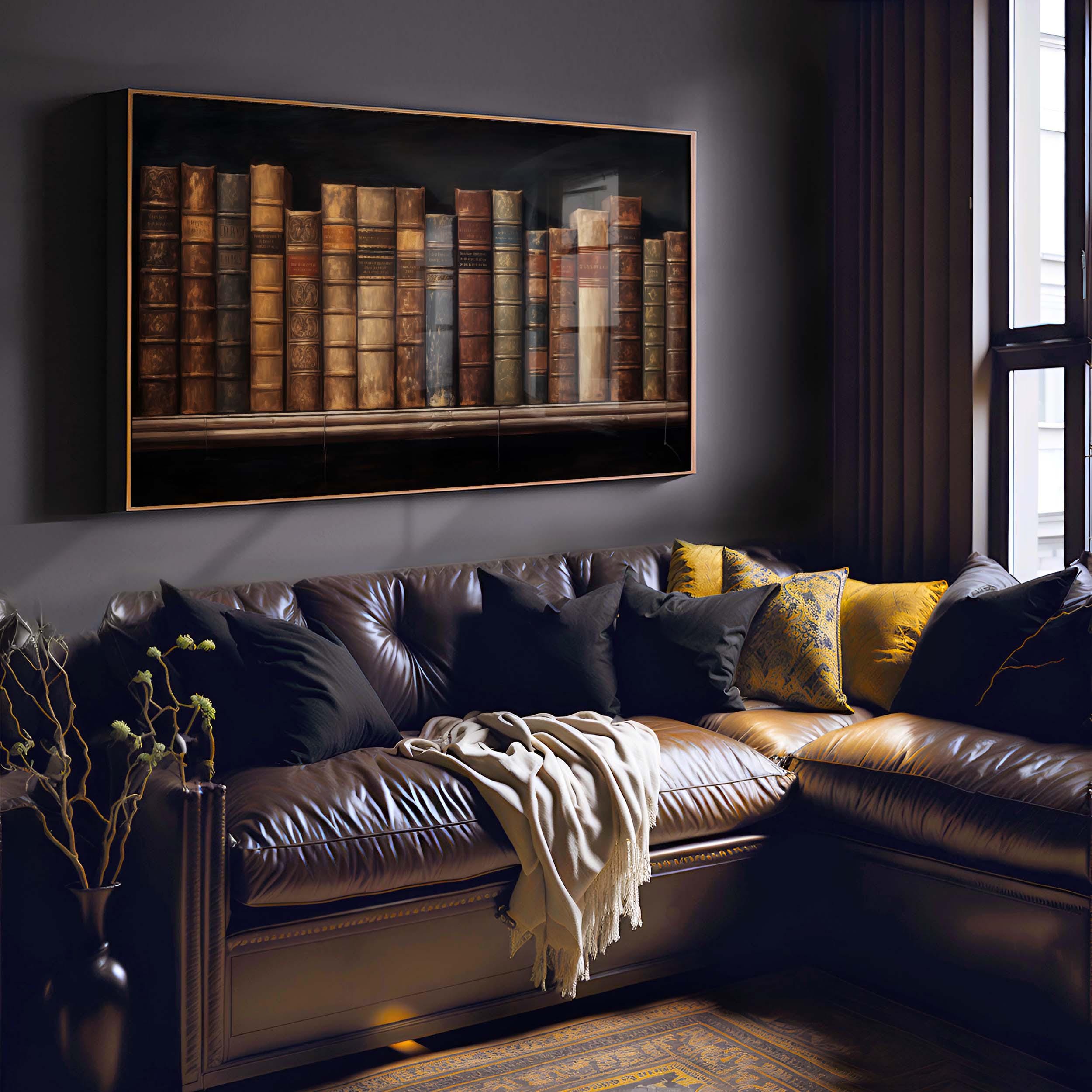 Vintage Library Books TV Art Digital Bookshelf Wall Art Samsung Frame ...
