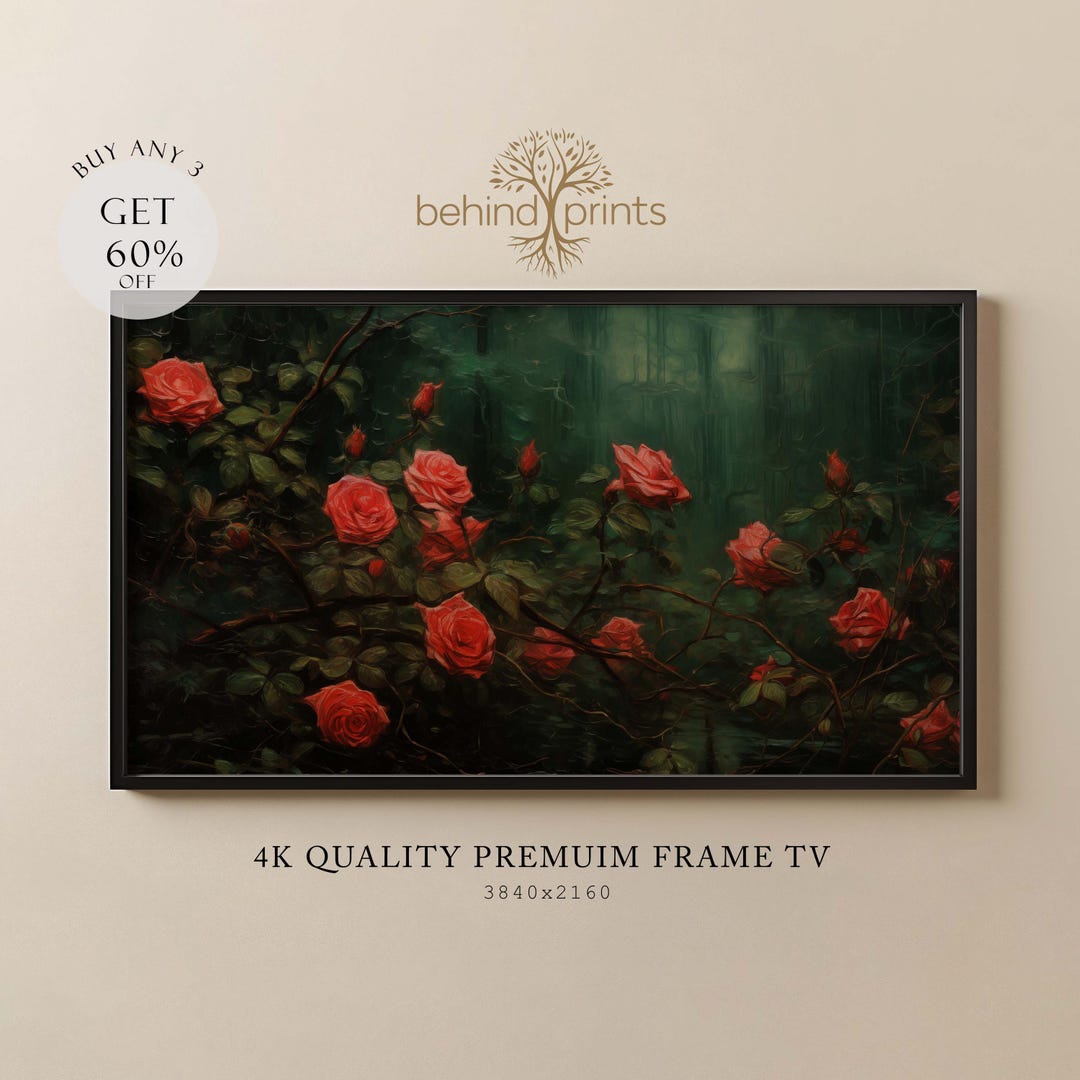 Red Roses in Enchanted Forest Frame TV Art Samsung Frame TV Digital Art ...