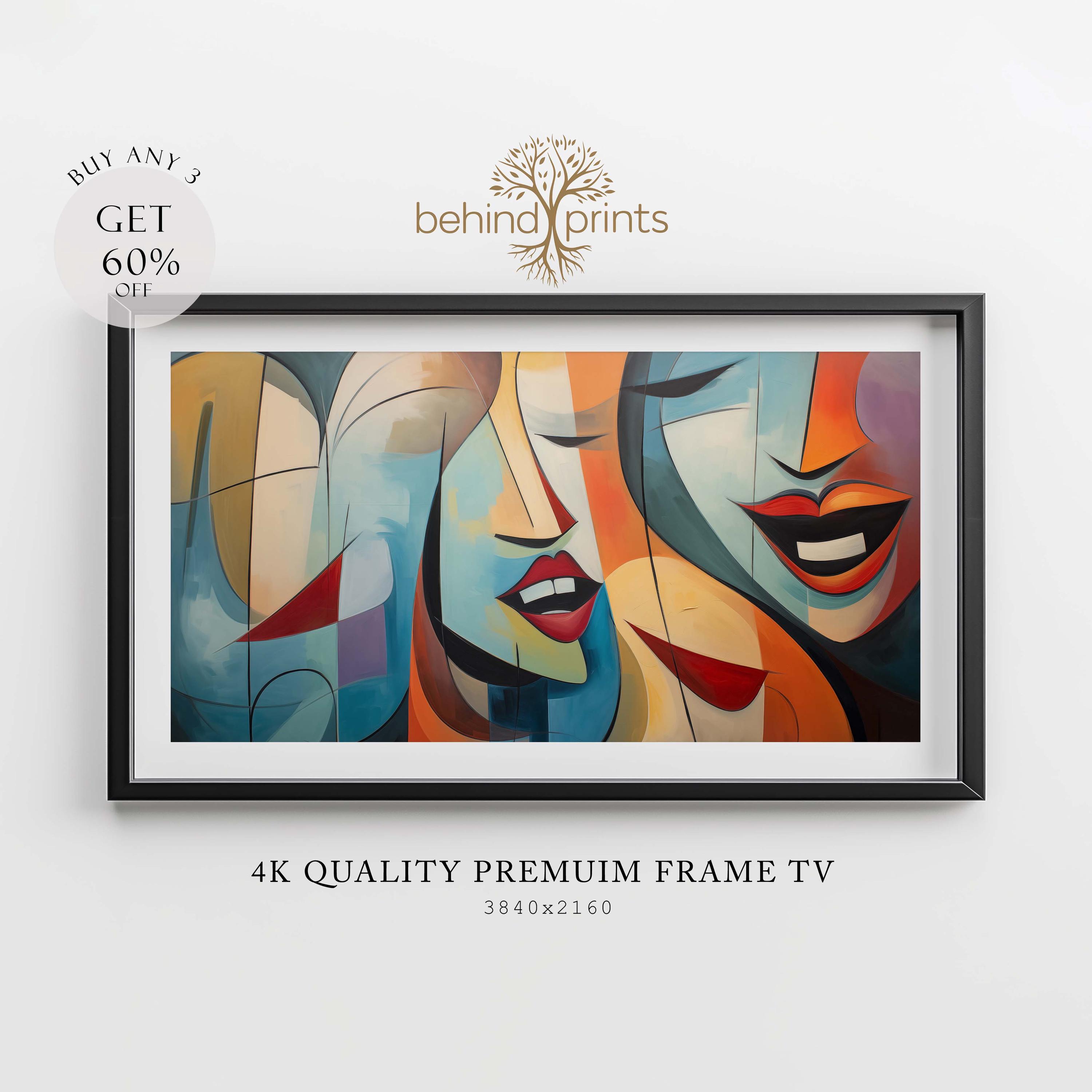 Abstract Faces Art for Samsung Frame TV: Modern Colorful Print (digital ...