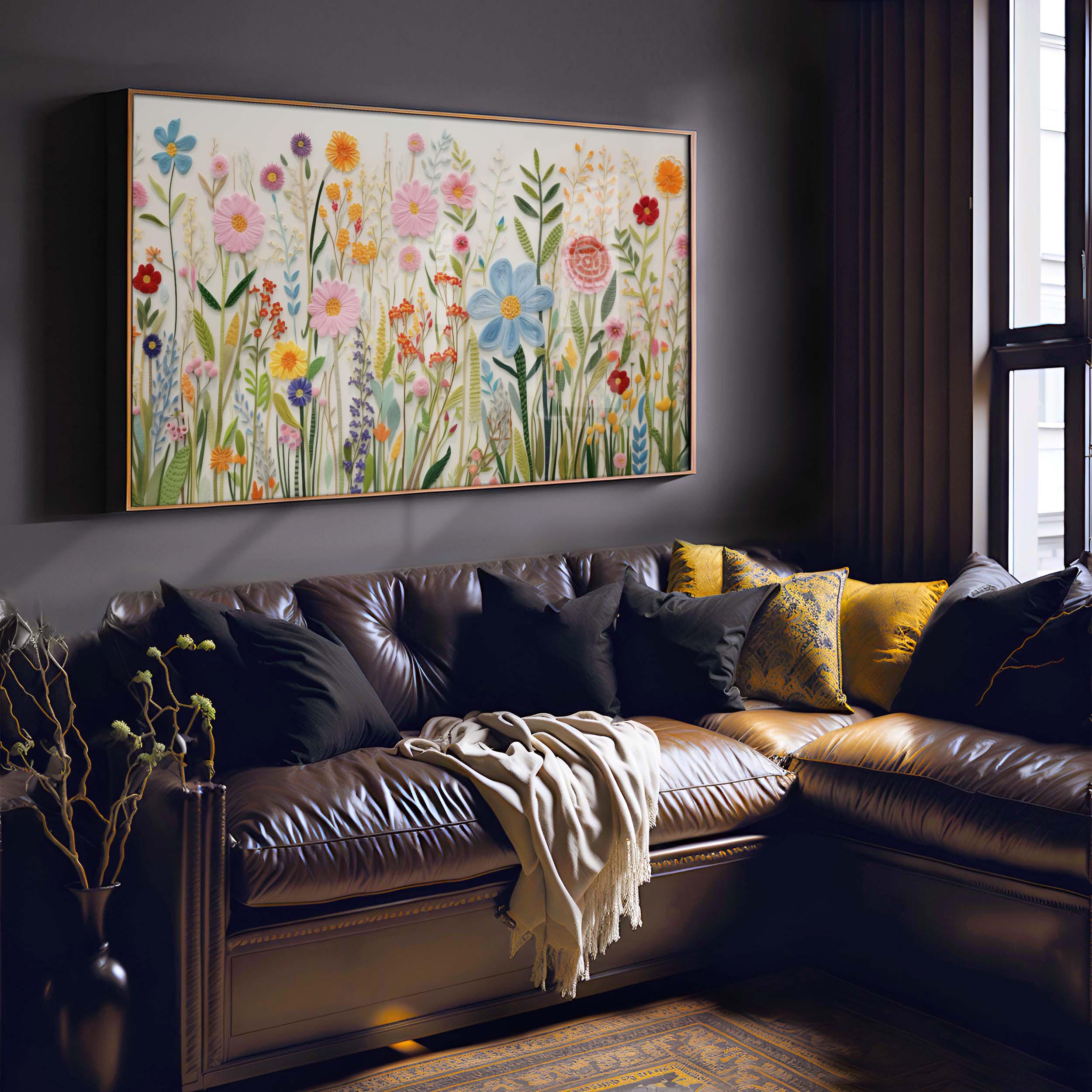 Colorful Floral TV Frame Art Downloadable, Samsung TV Frame Art, Nature ...