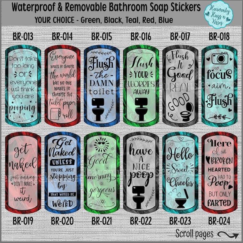 Waterproof Vinyl Labels, A Fart is a Poop, Bathroom Hand Soap Labels ...