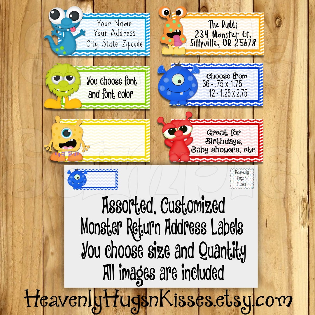 Personalized Address Labels Monster Party Address Labels Return Address ...