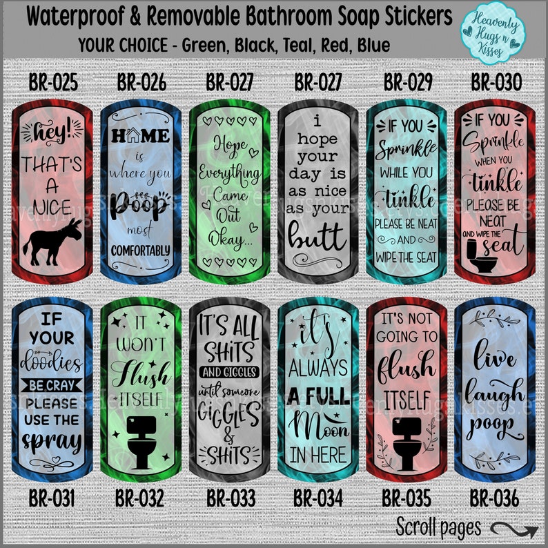 Waterproof Soap Label Flush the Toilet Soap Sticker Soap Dispenser ...