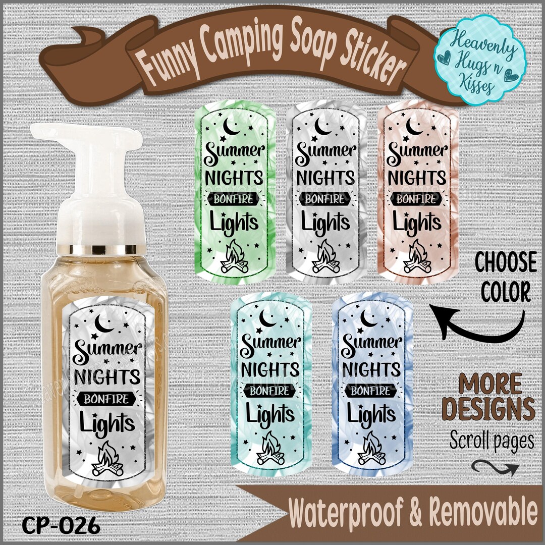 Camping Soap Labels, Summer Nights Bonfire Lights, Soap Stickers ...