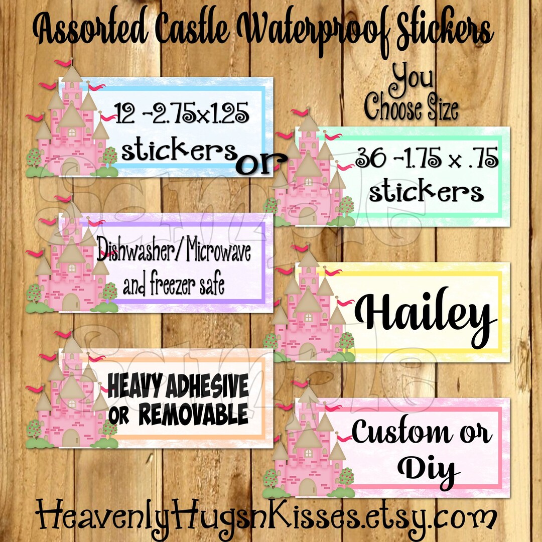Princess Castle Dishwasher Safe and Waterproof Kid's Labels Name ...