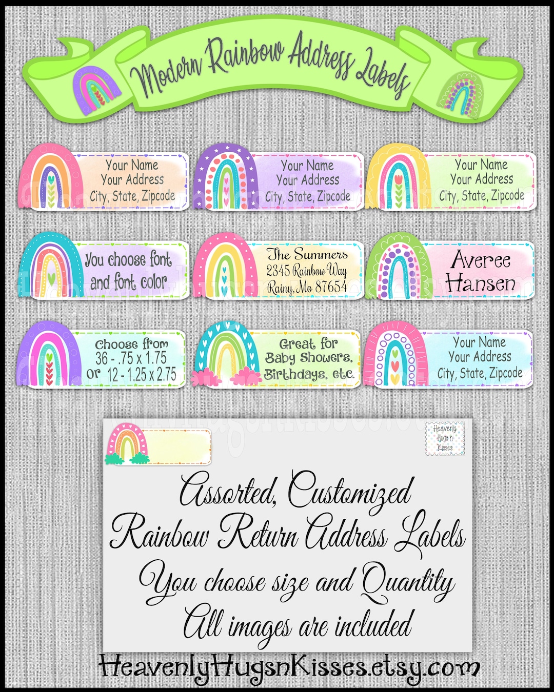 Modern Rainbow Address Labels Personalized Address Labels Return ...