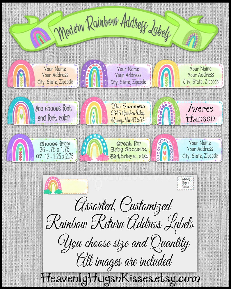 Modern Rainbow Address Labels Personalized Address Labels Return ...