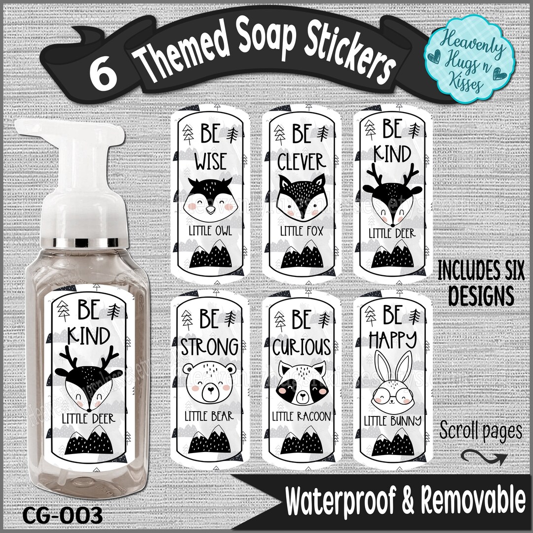 Woodland Soap Labels Forest Animal Hand Soap Decals Foam Hand Soap ...