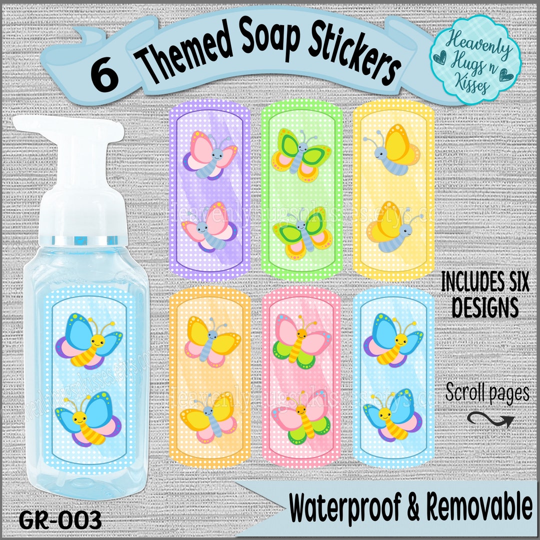 Butterfly Soap Label Butterfly Hand Soap Decal Foam Hand Soap Sticker ...