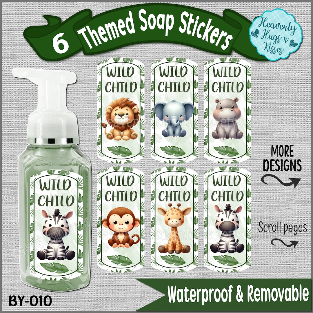 Safari Soap Label Jungle Hand Soap Decal Cute Foam Hand Soap Sticker ...