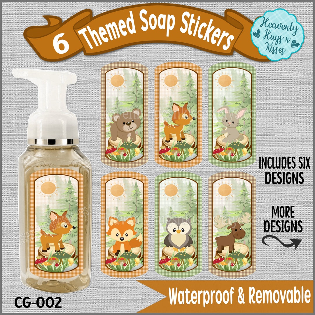 Woodland Soap Labels Camping Hand Soap Decals Foam Hand Soap Stickers ...