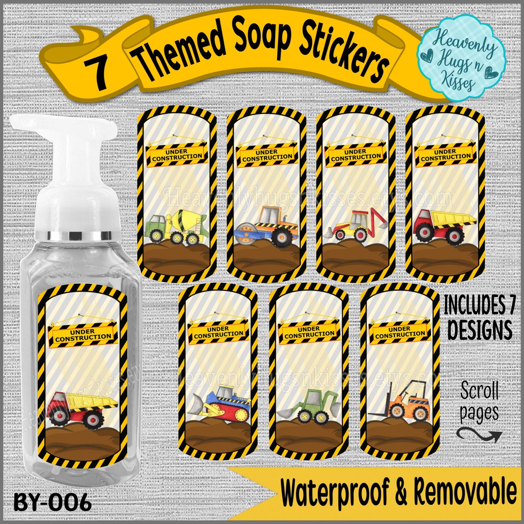 Construction Soap Set Construction Soap Label Foam Hand Soap Sticker ...